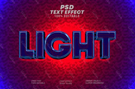 Light Glossy Blue Red 3d Text Effect Free Photoshop Psd File