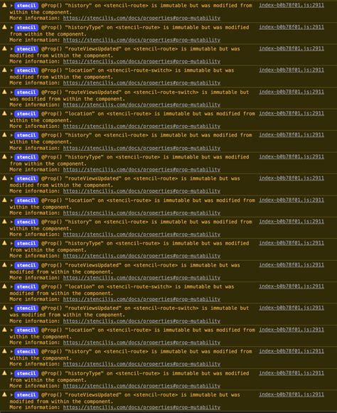 bug 30 warnings concerning immutables prop in stencil route and switch · issue 3236 · ionic