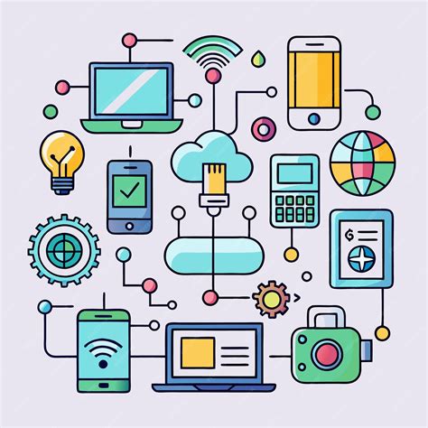 Interconnected Devices And Network Technology Illustration Premium Ai Generated Vector