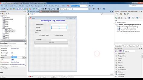 Belajar Delphi Untuk Pemula Membuat Aplikasi Perhitungan Gaji Sederhana Youtube