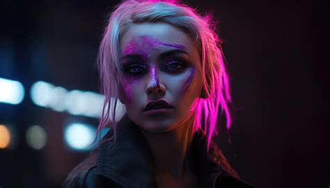 Premium Ai Image Cyberpunk Girl Living In A Neon City Generative Ai