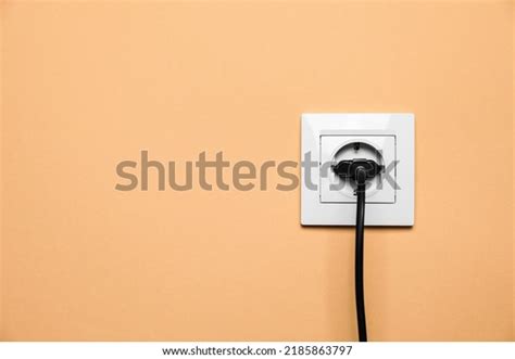 Power Socket Inserted Plug On Pale Stock Photo Shutterstock