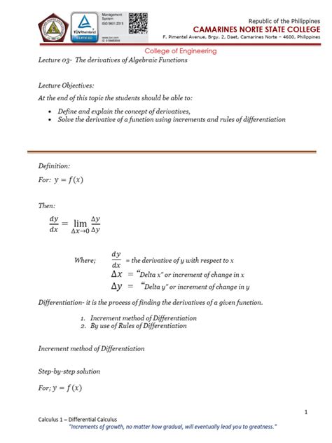 Lecture 03 The Derivatives Increment Method Pdf