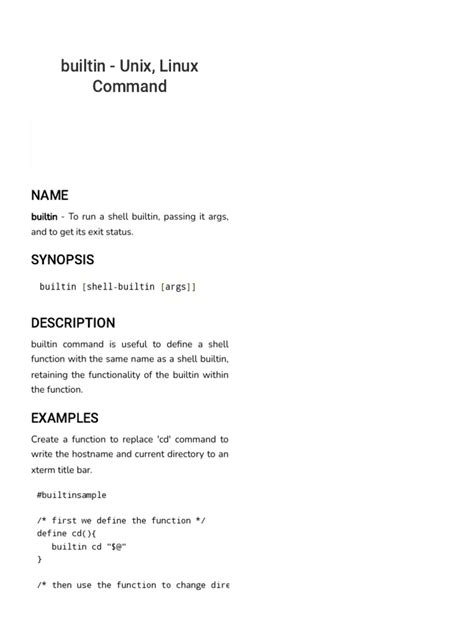 Builtin Unix Linux Command Pdf