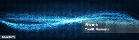 파노라마 전자 디지털 사운드 웨이브 배경 기술 지진 파 다이어그램 개념 음악 스튜디오와 과학 벡터 일러스트 레이 션에 대 한