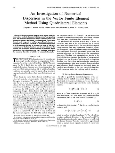 An Investigation Of Numerical Dispersion In The Vector Finite Element
