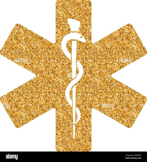 Medical Symbol Icon In Gold Glitter Texture Sparkle Luxury Style Vector Illustration Stock