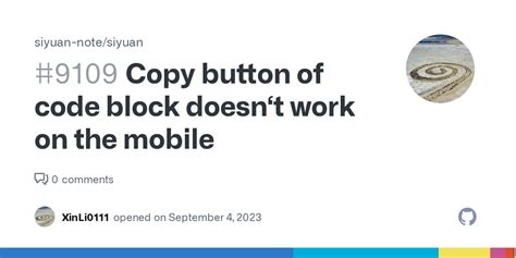Copy Button Of Code Block Doesn‘t Work On The Mobile · Issue 9109