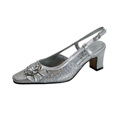 Floral Floral Clea Womens Wide Width Dress Slingback Metallic Shoes Silver 75