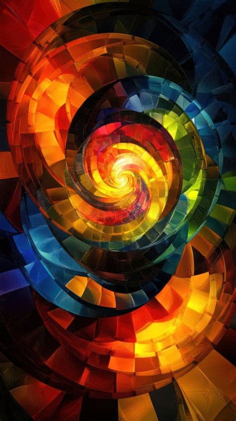 A Vibrant Swirling Abstract Design Featuring A Spectrum Of Colors And Shapes Stock Illustration