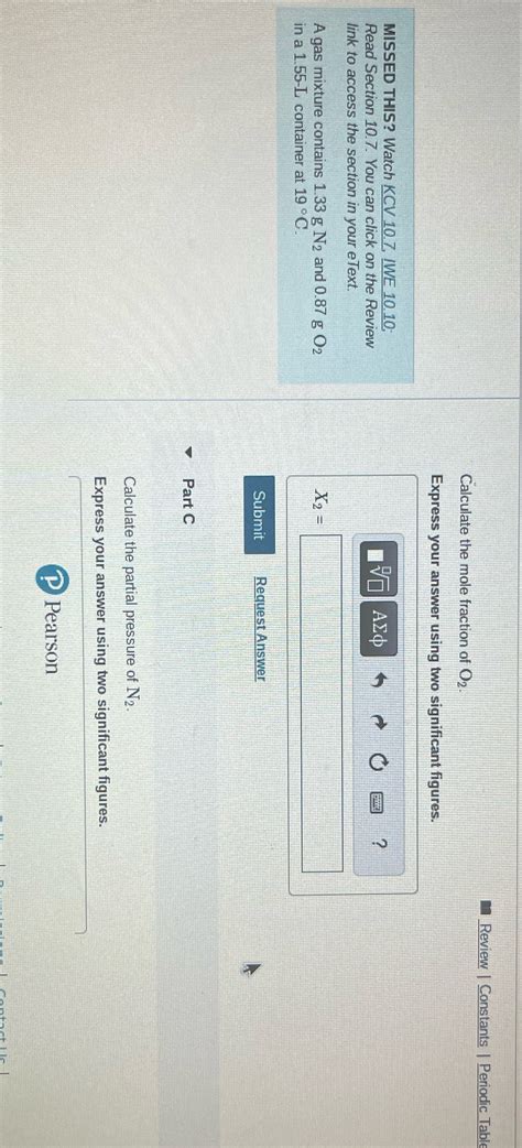 Solved Review Constants Periodic Table Calculate The Mole Fraction Of Course Hero