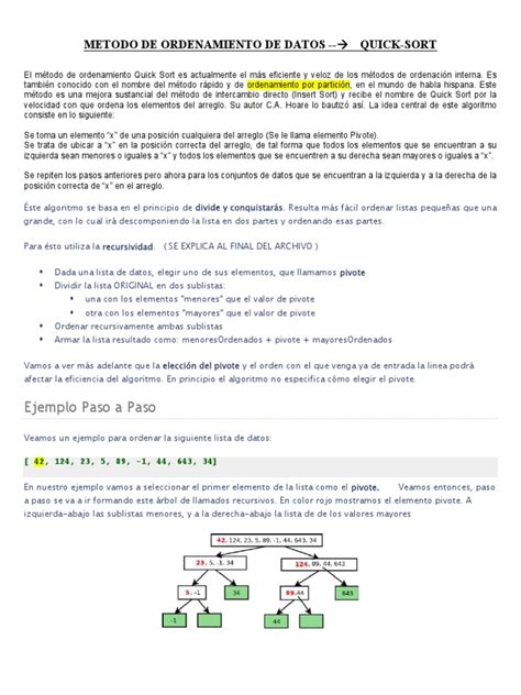 Info De Algoritmo De Ordenamiento Quick Sort Nov 2021 Pdf