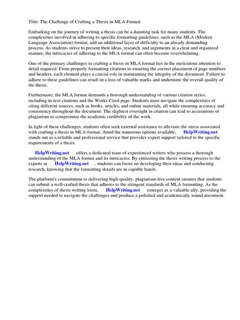 Thesis In Mla Format Pdf