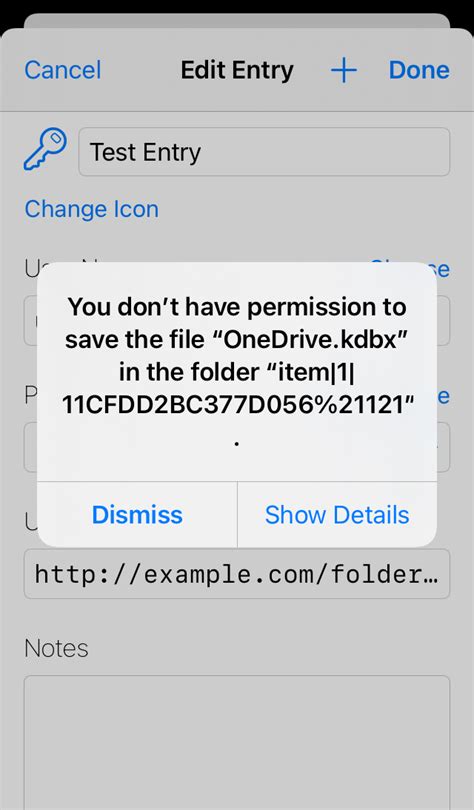 Error When Saving To Onedrive Keepassium