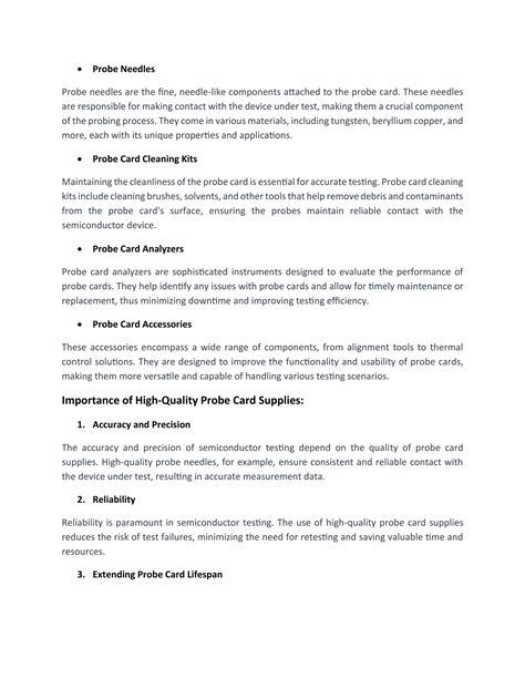 The Secrets Of Probe Card Supplies A Deep Dive Into Semiconductor Testing Pdf