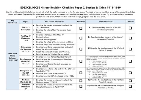 Pdf Edexcel Igcse History Revision Checklist Paper Worldofhistory