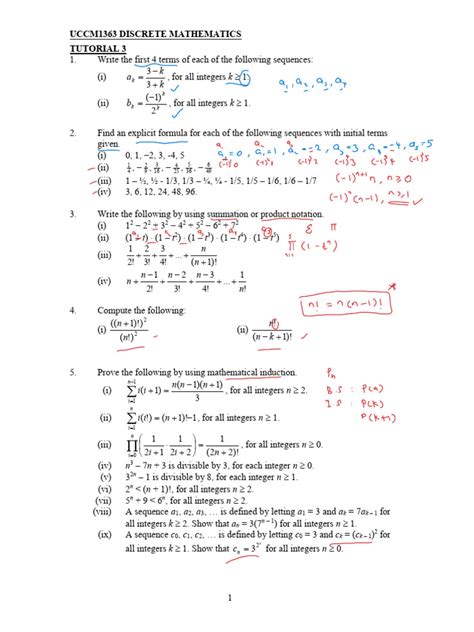 Tutorial 3 With Answers Pdf Recurrence Relation Sequence