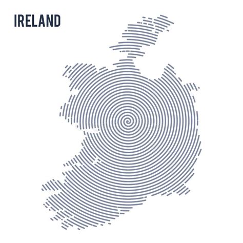 Vector Abstract Hatched Map Of Ireland With Spiral Lines Isolated On A White Background Stock