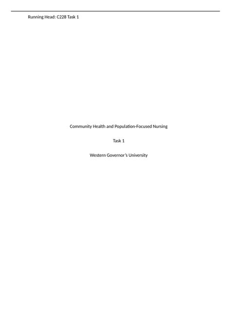 Wgu C228 Task 1 Community Health And Population Graded A Wgu C228 Stuvia Us