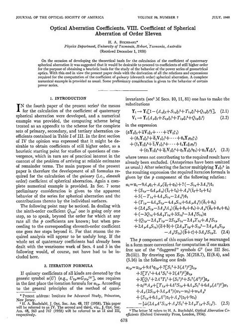 Pdf Optical Aberration Coefficients Viii Coefficient Of Spherical Aberration Of Order Eleven