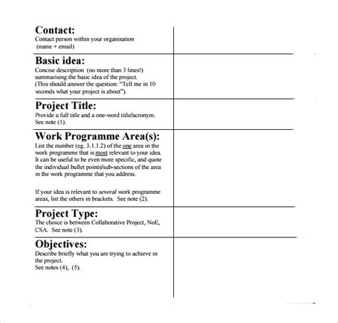 Project Summary Template Word
