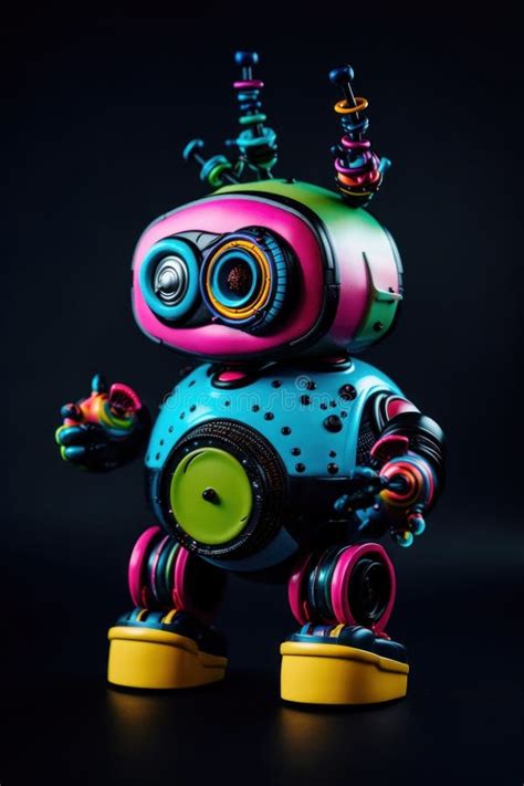 A Colorful Robot With A Black Background Ai Generative Image Stock Illustration Illustration