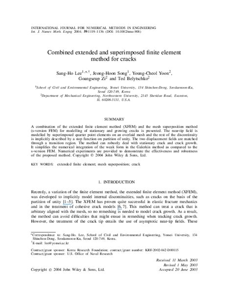 Pdf Combined Extended And Superimposed Finite Element Method For Cracks