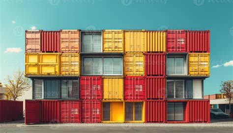 Modern Stacked Modular Containers Create Vibrant Building Facade