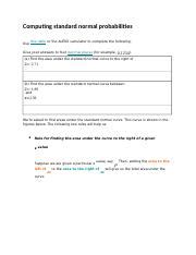 Computing Standard Normal Probabilities Docx Computing Standard Normal Probabilities Use This