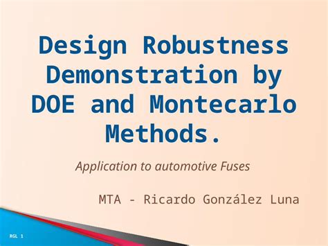 PPTX Design Robustness Demonstration By DOE And Monte Carlo Simulation DOKUMEN TIPS