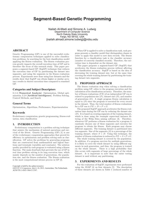 Pdf Segment Based Genetic Programming