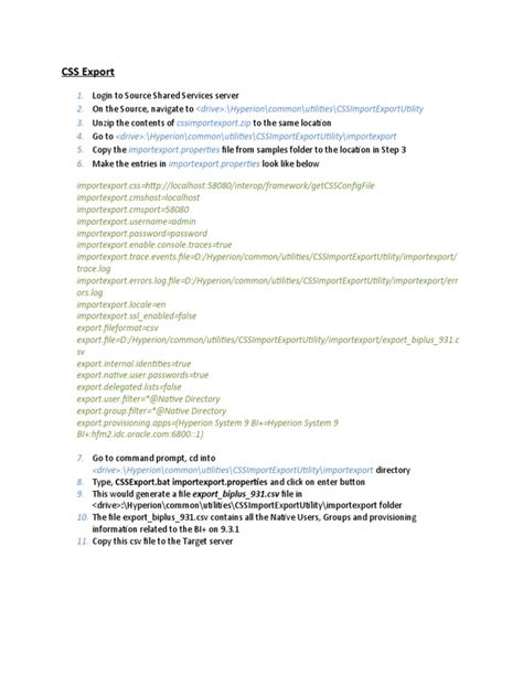 Css Import Export Utility Usage Pdf Computer File Directory Computing