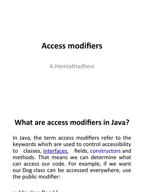 Access Modifiers In Java Pdf Class Computer Programming Method Computer Programming
