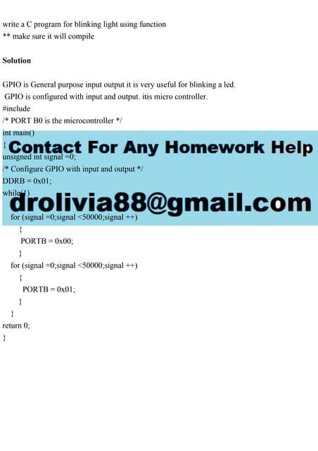 Write A C Program For Blinking Light Using Function Make Sure Itpdf