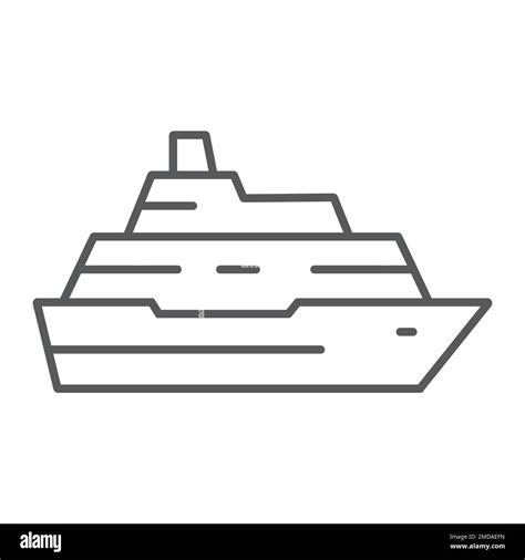 Cruise Ship Thin Line Icon Travel And Tourism Boat Sign Vector Graphics A Linear Pattern On A