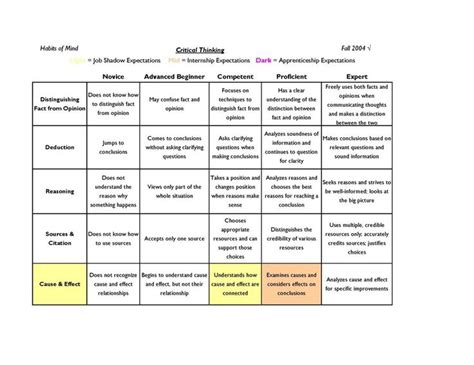 Critical Thinking Matrix