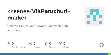 github kkeenee vikparuchuri marker convert pdf to markdown quickly