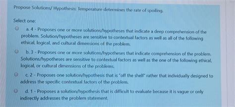 Solved Propose Solutions Hypothesis Temperature Determines