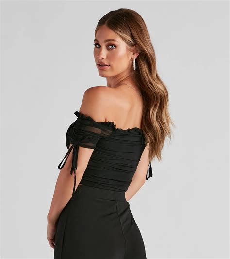 Womens Black Crop Tops And Windsor