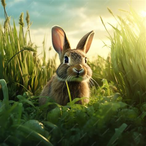 Premium Ai Image A Rabbit In A Grass Field