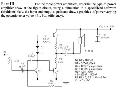 Part Iii For The Topic Power Amplifiers Describe The Type Of Power