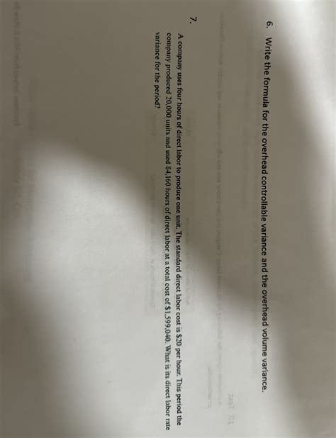 Solved Write The Formula For The Overhead Controllable
