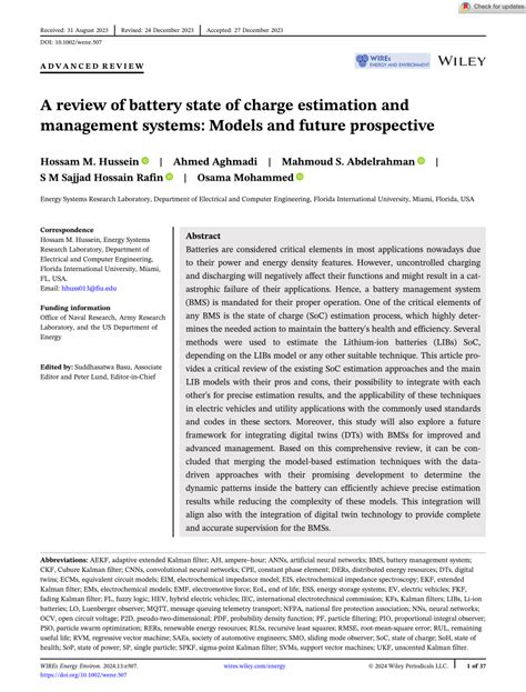 Pdf A Review Of Battery State Of Charge Estimation And Management