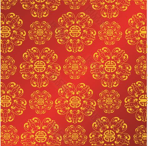 红色喜庆花纹背景图案 图品汇