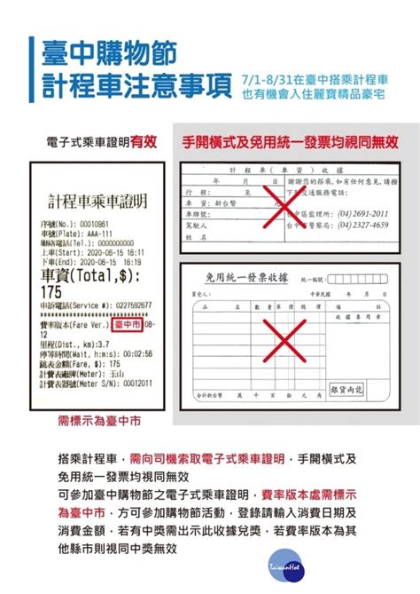 台中購物節納入計程車 搭小黃可參加抽獎 Enews新聞網