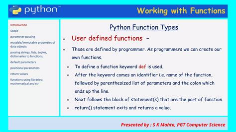 1 cs xii python functions introduction types of func ppt free download