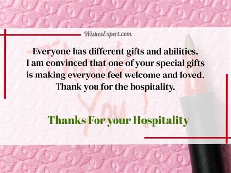 30 Amazing Thank You For Your Hospitality Messages
