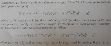 Solved Theorem 21 Let Z Abi Be A Gaussian Integer Then