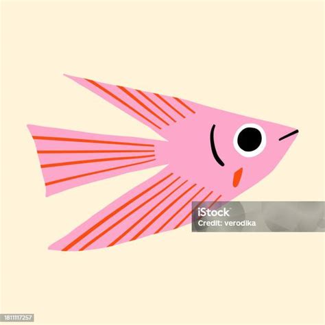 귀여운 납작한 손으로 그린 물고기 재미 있는 수중 또는 수족관 만화 물고기 캐릭터입니다 열대 암초 그래픽 클립 아트 귀여운에 대한 스톡 벡터 아트 및 기타 이미지 Istock