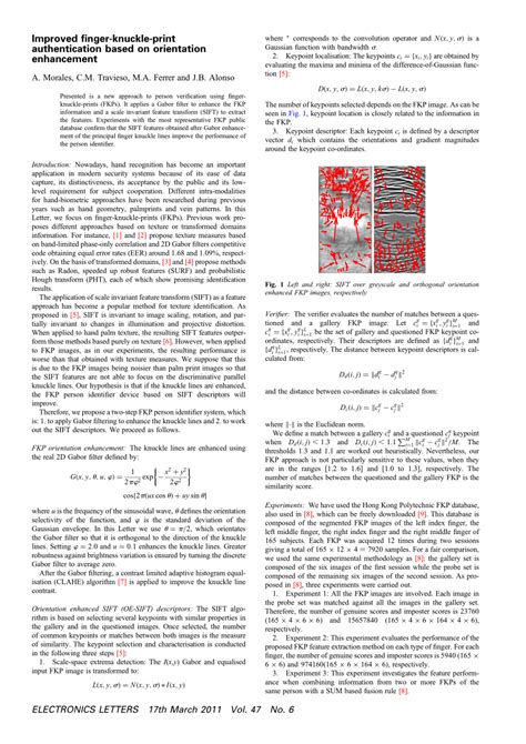 Pdf Improved Finger Knuckle Print Authentication Based On Orientation Enhancement